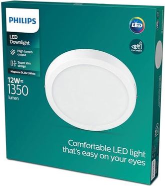 Philips LED Einbauspot Slim Surface, 12W, k&uuml;hlwei&szlig;es Licht (4000K), rund, Wei&szlig;