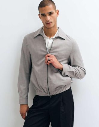 Mango Harrington-Jacke in Hellgrau
