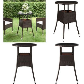 vidaXL Gartentisch &Oslash;60x75 cm Hartglas und Poly Rattan Braun - Gartentisch - Outdoor-Tisch - Balkontisch - Terrassenm&ouml;bel - Gartenm&ouml;belset - Home & Living
