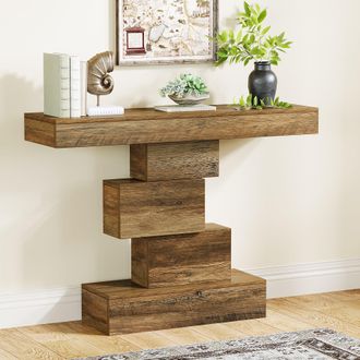 Tribesigns Konsolentisch, 108x 30 x 80 cm, Flurtisch mit markantem Designfu&szlig;, schmaler Holzbeistelltisch, Sofatisch f&uuml;r Wohnzimmer, Flur, Schlafzimmer, Landhauss