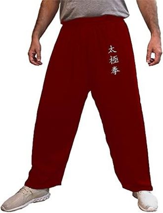 Tao Pantalon Tai Chi Coupe Ample Homme Femme Enfant Pantalon Yoga Qigong Ouvert aux Chevilles (XL, Bordeaux Tai Chi)