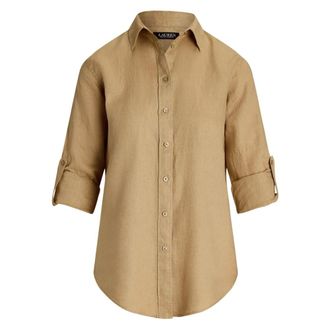 Ralph Lauren Femme, Blouses et Chemises, Brun, Taille: 38 FR Marron Lauren Karrie-Chemise &agrave; Manches Longues Chemises