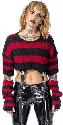 EMP Haut Isadora Femme Pull tricoté Noir/Rouge M 100% Polyacrylique Regular/Coupe Standard