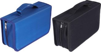 BESPORTBLE 2 St&uuml;ck CD Aufbewahrungsbox f&uuml;r 128 Discs DVD H&uuml;llen Organizer aus Robustem Material Schwarz und Blau Staubgesch&uuml;tzt f&uuml;r Zuhause B&uuml;ro und Unterwegs