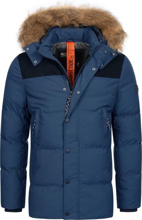 Indicode Herren Hexyl Winterparka mit Kapuze | Parka Steppjacke Herrenparka Navy, XXL