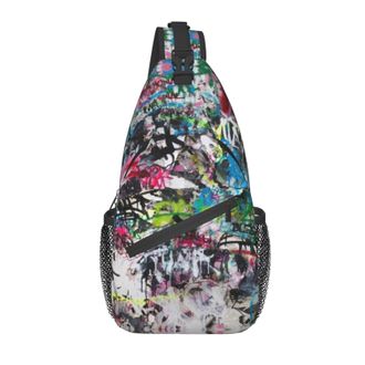 AOOEDM Lustige Umhängetasche Casual Crossbody Graffiti Umhängetasche Cooler Rucksack Chest Daypack für Outdoor