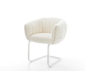 DELIFE Freischwinger Jada-Flex Boucl&eacute; Wei&szlig; Freischwinger flach Wei&szlig; Taschenfederkern, Esszimmerst&uuml;hle