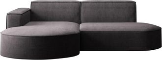 KAISER Ecksofa Designer modena studio stoff Dicker cord Poso Dunkelgrau Links