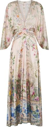 Camilla Femme, Robes, Multicolore, Taille: 38 FR Robe Maxi en Soie Orn&eacute;e de Cristaux