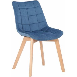 Clp Chaise de ch&acirc;ssis en bois clair et si&egrave;ge en velours avec motif de motifs de diff&eacute;rentes couleurs colore : bleu