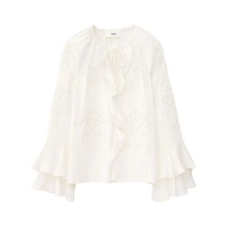BA&SH Femme, Blouses et Chemises, Blanc, Taille: 40 FR Chemisier Romantique avec D&eacute;tails D&eacute;licats