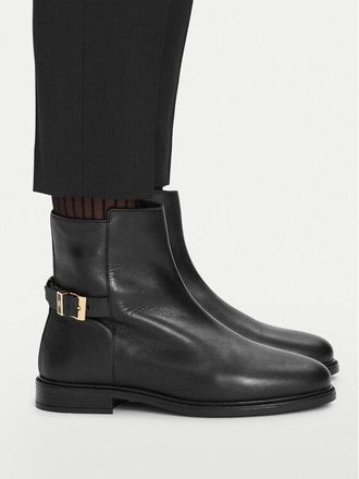Tommy Hilfiger Stiefeletten Th Buckle Leather Ankle Boot FW0FW09486 Schwarz