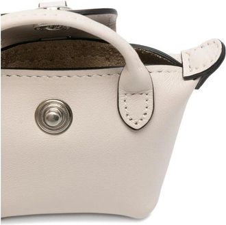Longchamp Calf Leather Top Handle Bag - Beige