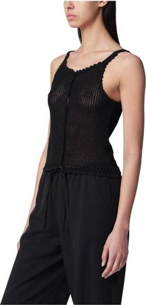 Dunst Femme, Tops, Noir, Taille: 38 FR Crochet Bustier Knit Top