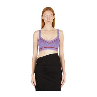 Paco Rabanne Metallic Knit Crop Top - - Tops - Damen - Lila - L