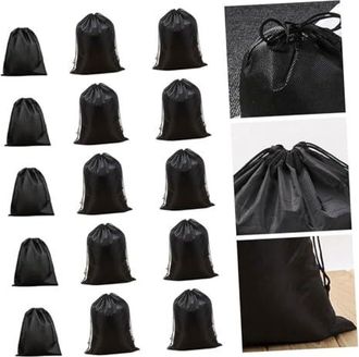 Luxshiny Pochette de Rangement Noire Non Tissée Lot Cordon de Serrage Résistant Poussière Léger et Pratique