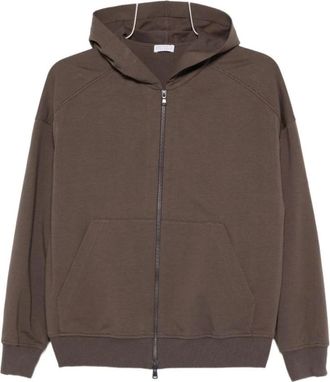 Brunello Cucinelli Femme, Sweatshirts et sweats &agrave; capuche, Brun, Taille: 36 FR Sweat &agrave; Capuche Zipp&eacute; en Coton