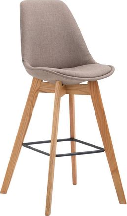 Clp Barhocker METZ mit Stoffbezug I Thekenhocker mit Eichenholzgestell und Fußstütze I Barstuhl mit Lehne I erhältlich, Farbe:Taupe, Gestell Farbe:Natur