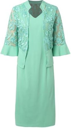 Generic Robe amincissante pour femme - D&eacute;contract&eacute;e - Col en V - Cardigan &eacute;l&eacute;gant en dentelle avec broderie florale - Coupe ajust&eacute;e - Sans manches - Genou, Ve