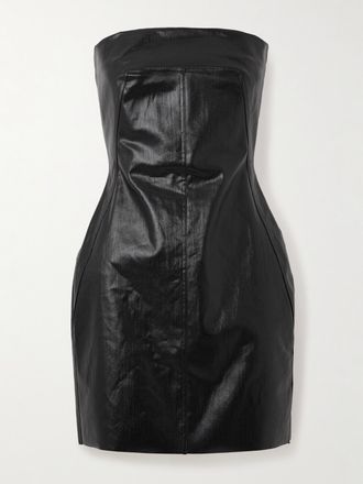 Rick Owens Mini-bustierkleid Aus Beschichtetem Denim - Schwarz