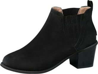 Generic Bottines courtes pour femme Printemps et Automne Hiver Grande taille Talon &eacute;pais pointu Couleur unie Talon tendance polyvalent Bottines courtes pour l