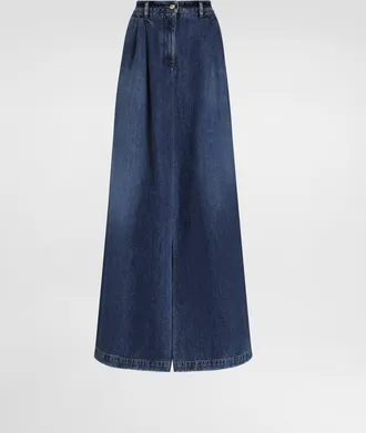 Dolce & Gabbana Long Denim Skirt - Frau Denim Mehrfarbig 42