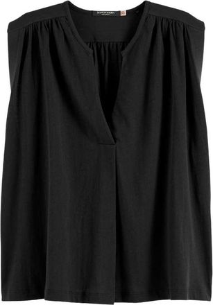 Scotch & Soda Womens Drapey V-Neck T-Shirt, Black, Medium