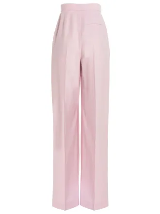 Alexander McQueen Front Pleat Wool Trousers - Pink