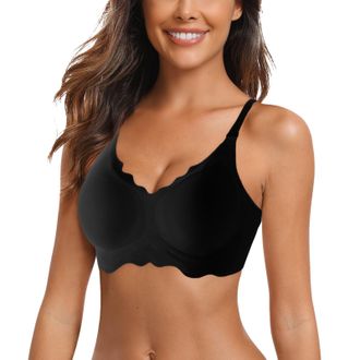 Generic Nahtloser BH Damen Ohne Bügel Bequemer BH Push Up Soft BH V Ausschnitt Weicher Bustier Ultrakomfortable BH Gepolstert Bralette T-Shirts BH Seamless Br