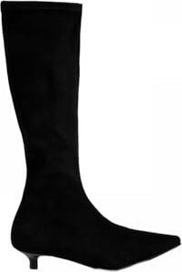 Desa Bottes pour Femme - Tige en Textile, Talon Conique, &agrave; Enfiler | Noir - 36