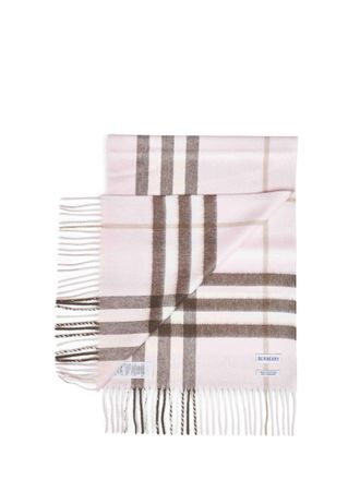 Burberry Womens Scarf Bow Pink Check Camel Hair Scarfs
