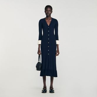 Sandro Langes zweifarbiges Strickkleid