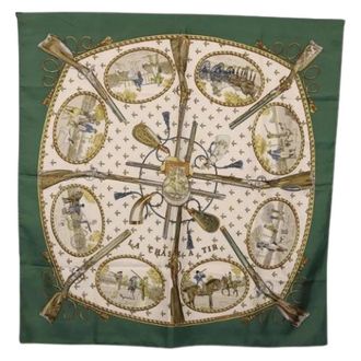 Herm&egrave;s Pre-owned Silk Scarf - Femme - Pre-owned - Vert - Taille: ONE Size