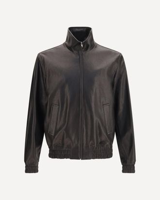 Valentino Leather Zip Jacket Male 46