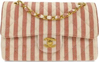 Chanel 1995 kleine Schultertasche mit Streifen - Nude