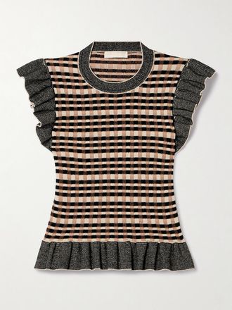 Ulla Johnson Haut En Mailles Jacquard À Carreaux Et À Volants Rea - Multicolore