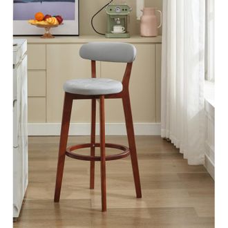 Generic 28 Thekenhöhe Barhocker 2er-Set Massivholzrahmen Kunstleder Rückenlehne Stuhl Natur(Walnut a)