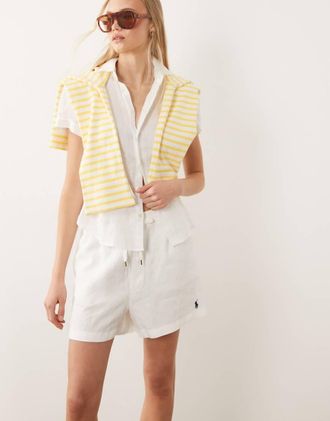 Polo Ralph Lauren Gewebte Shorts in Wei&szlig; mit Kordelzug