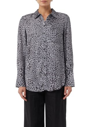 Comma Satinbluse mit Raffung und All-Over-Print