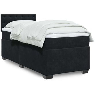 vidaXL Boxspringbett mit Matratze Schwarz 80x200 cm Samt Vidaxl