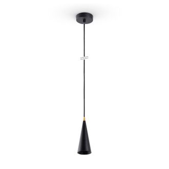 Paco Home Lampe Pendelleuchte Esstisch Lampenschirm Hängelampe Vintage Wohnzimmerlampe Deckenbeleuchtung E27 GU10, Farbe:Schwarz-Gold, Leuchtenform__Größe:Ø9,5c