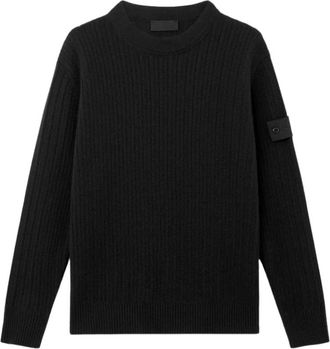 Stone Island Pull Col Rond Laine Vierge - Homme - Pulls - Noir - Taille: XL