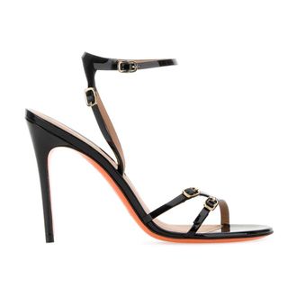 Santoni Femme, Chaussures, Noir, Taille: 38 1/2 EU Sandale &agrave; talon aiguille en cuir verni