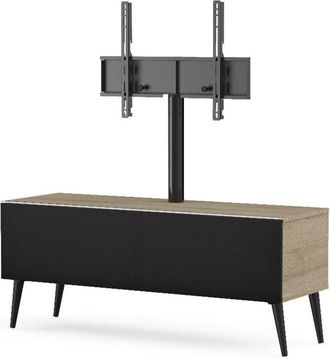 Les Tendances Meuble TV avec support écran tissu acoustique et bois foncé Kazan 120 cm