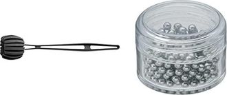 WMF Basic Flaschenb&uuml;rste lang 41 cm, Reinigungsb&uuml;rste mit 6 weichen Reinigungsschw&auml;mmen, 20 x 20 x 30 cm & Basic Reinigungsperlen Cromargan Edelstahl, zur