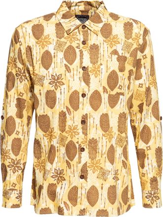 King Kerosin Herren Allover Printed Hemd Tahiti gelb
