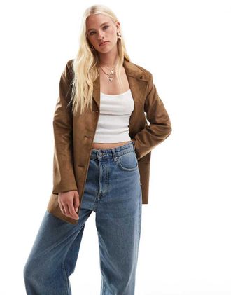 Only Blazer imitation daim - Marron clair