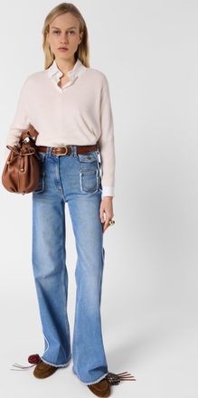 Gerard Darel Pull ample &agrave; col V en cachemire - LENAE - Ecru