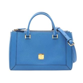 MCM Pre-owned Leather 2way Handbag - Femme - Pre-owned - Bleu - Taille: ONE Size