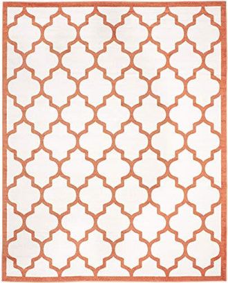 Safavieh Geometrisch Teppich für Wohnzimmer, Esszimmer, Schlafzimmer - Amherst Collection, Kurzer Flor, Beige und Orange, 244 X 305 cm